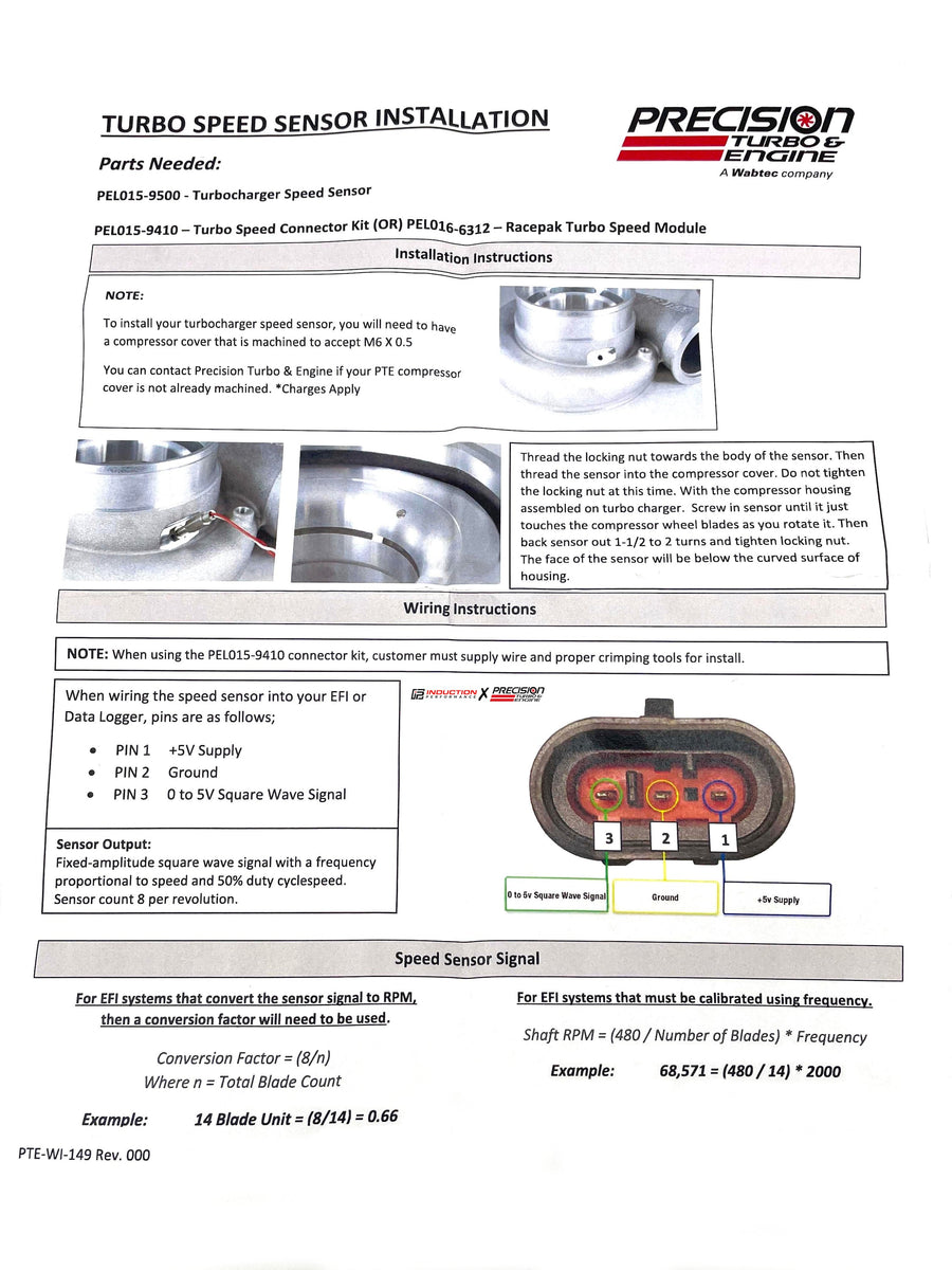 Precision Turbo and Engine - Turbo Speed Sensor (Compressor Wheel Blad ...